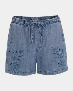 Splendid Splendid Cayden Embroidered Shorts - Indigo