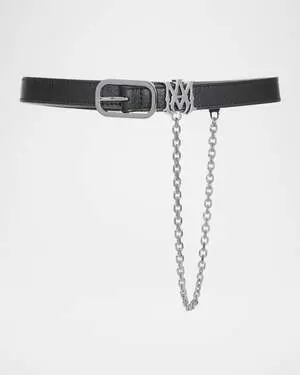 Amiri Ma Chain Leather Belt - Black Nickel