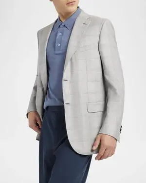 Brioni Windowpane Check Sport Coat - Cloud