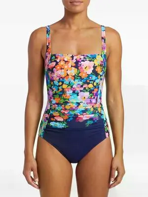Johnny Was Ruched One-piece Swimsuit - Blue
