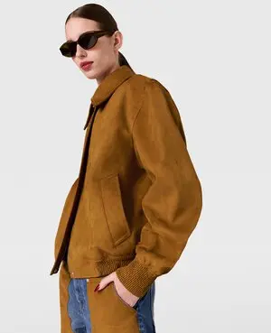 Stella McCartney Boxy Collared Bomber Jacket - Walnut