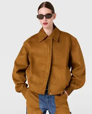 Stella McCartney Boxy Collared Bomber Jacket - Walnut