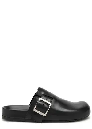 Loewe Buckle Leather Sliders - Black