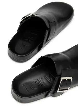 Loewe Buckle Leather Sliders - Black