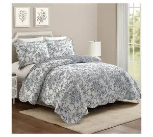 MODERN HEIRLOOM Modern Heirlooom Garden Toile Reversible 3-pc F /q Quilt Set - One-color
