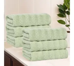 SUPERIOR 6 Piece Zuma Zero Twist Cotton Soft Hand Towel Set - One-color