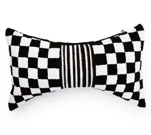 MACKENZIE-CHILDS Black Check Bow Throw Pillow - One-color