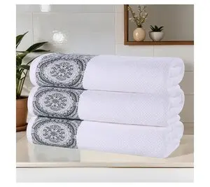 SUPERIOR 3 Piece Medallion Cotton Assorted Bath Towel Set - One-color