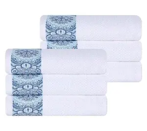 SUPERIOR 6 Piece Medallion Cotton Assorted Hand Towel Set