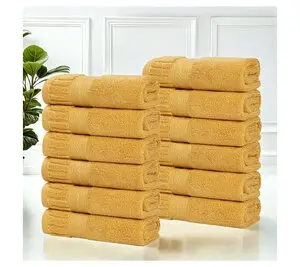 SUPERIOR 12 Piece Venice Zero Twist Cotton Face Towel Set - One-color