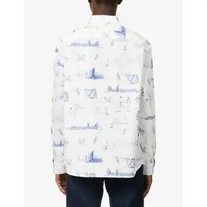 PALMES Printed Curved-hem Relaxed-fit Cotton-poplin Shirt