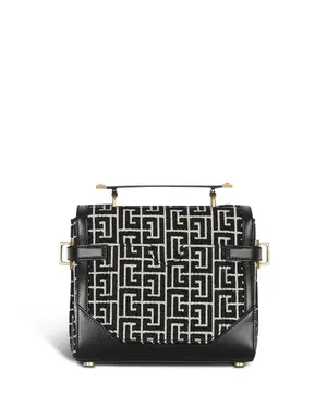 Balmain B-buzz 23 Jacquard And Leather Bag - Black