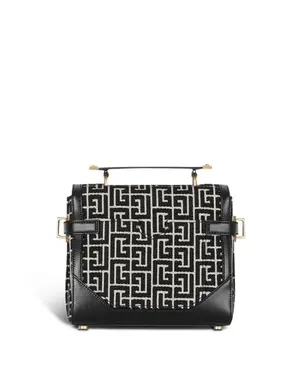 Balmain B-buzz 23 Jacquard And Leather Bag - Black