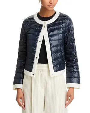 Herno Matte Trim Quilted Short Jacket - Navy/white