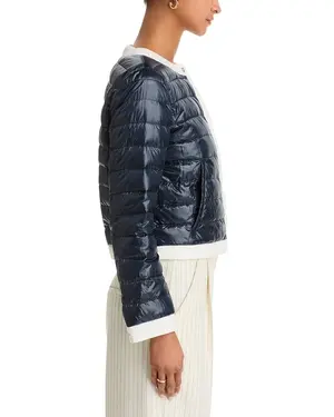 Herno Matte Trim Quilted Short Jacket - Navy/white