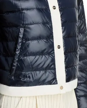 Herno Matte Trim Quilted Short Jacket - Navy/white