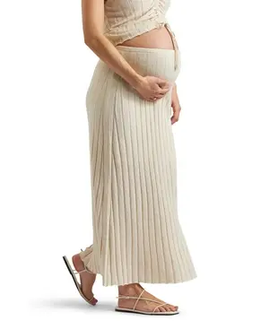 RIPE MATERNITY Charli Rib Skirt - Beige