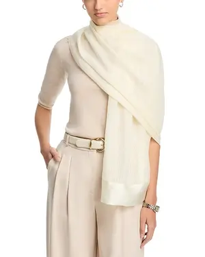 Echo Satin Stripe Metallic Silk Wrap Cream