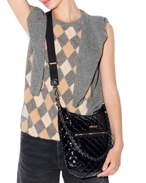 Mz Wallace Crosby Sienna Hobo Bag - Black Lacquer/light Gold