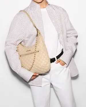 Mz Wallace Crosby Sienna Hobo Bag - Buff/light Gold