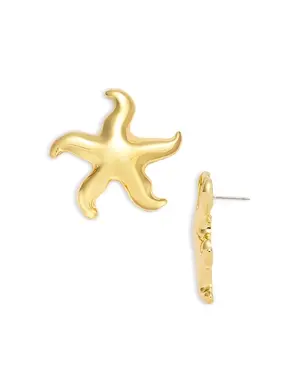 Aqua Star Drop Earrings - Gold