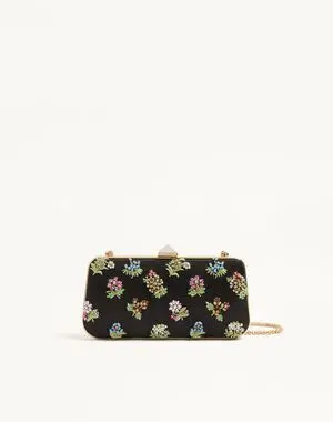 Valentino Garavani Carry Secrets Satin Minaudiere With Floral Embroidery