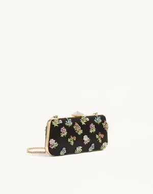 Valentino Garavani Carry Secrets Satin Minaudiere With Floral Embroidery