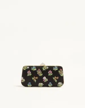 Valentino Garavani Carry Secrets Satin Minaudiere With Floral Embroidery