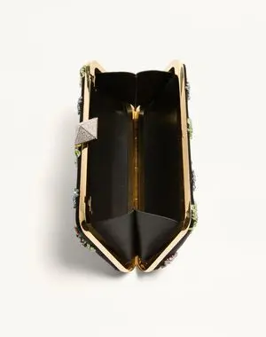 Valentino Garavani Carry Secrets Satin Minaudiere With Floral Embroidery