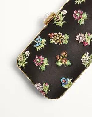 Valentino Garavani Carry Secrets Satin Minaudiere With Floral Embroidery