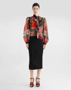 Dolce & Gabbana Floral Chiffon Pussy-bow Shirt - Print