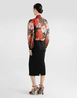 Dolce & Gabbana Floral Chiffon Pussy-bow Shirt - Print