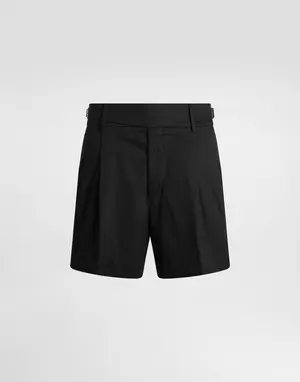 Dolce & Gabbana Cotton Gabardine Shorts With Double Darts - Black