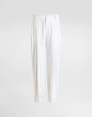 Dolce & Gabbana Pinstripe Linen-blend Trousers - Multicolor