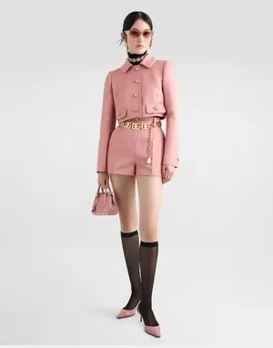 Dolce & Gabbana Quilted Jacquard Shorts With Dg Logo - Pink