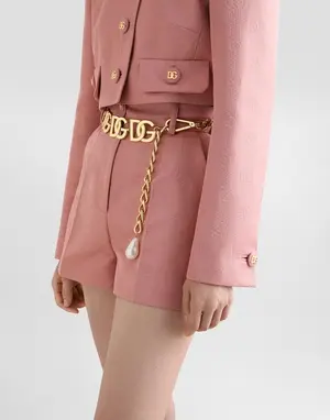 Dolce & Gabbana Quilted Jacquard Shorts With Dg Logo - Pink