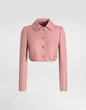 Dolce & Gabbana Quilted Jacquard Jacket With Dg Logo - Pink