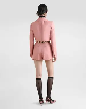 Dolce & Gabbana Quilted Jacquard Jacket With Dg Logo - Pink