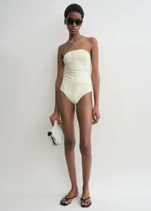 TOTEME TOTEME Monogram Strapless Swimsuit Creme