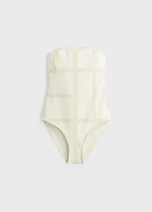 TOTEME Monogram Strapless Swimsuit - Creme
