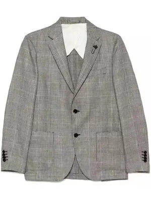 LARDINI Prince Of Wales Check-pattern Blazer - Black