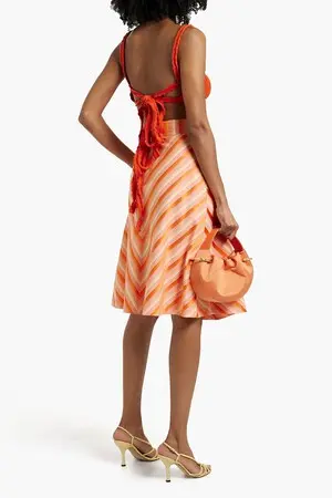 Etro Striped Cotton-blend Jacquard Skirt - Orange