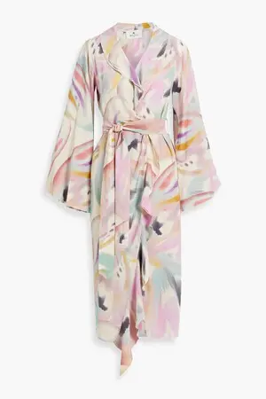 Etro Ruffled Printed Silk-crepe Midi Wrap Dress