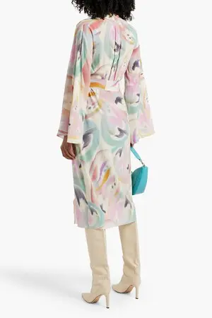 Etro Ruffled Printed Silk-crepe Midi Wrap Dress