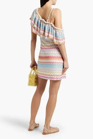 Missoni Cold-shoulder Crochet-knit Mini Dress