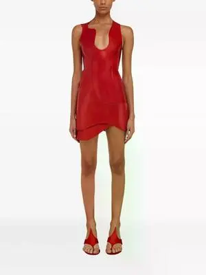FERRAGAMO Leather Mini Dress - Red
