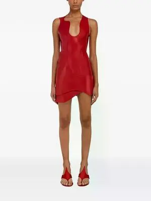 FERRAGAMO Leather Mini Dress - Red