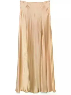 Alberta Ferretti Satin Maxi Skirt - Brown
