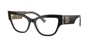 Dolce & Gabbana Cat Eye Eyeglasses - Black On Leo Brown