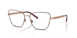 Dolce & Gabbana Rectangle Eyeglasses - Pink Gold,matte Bordeaux